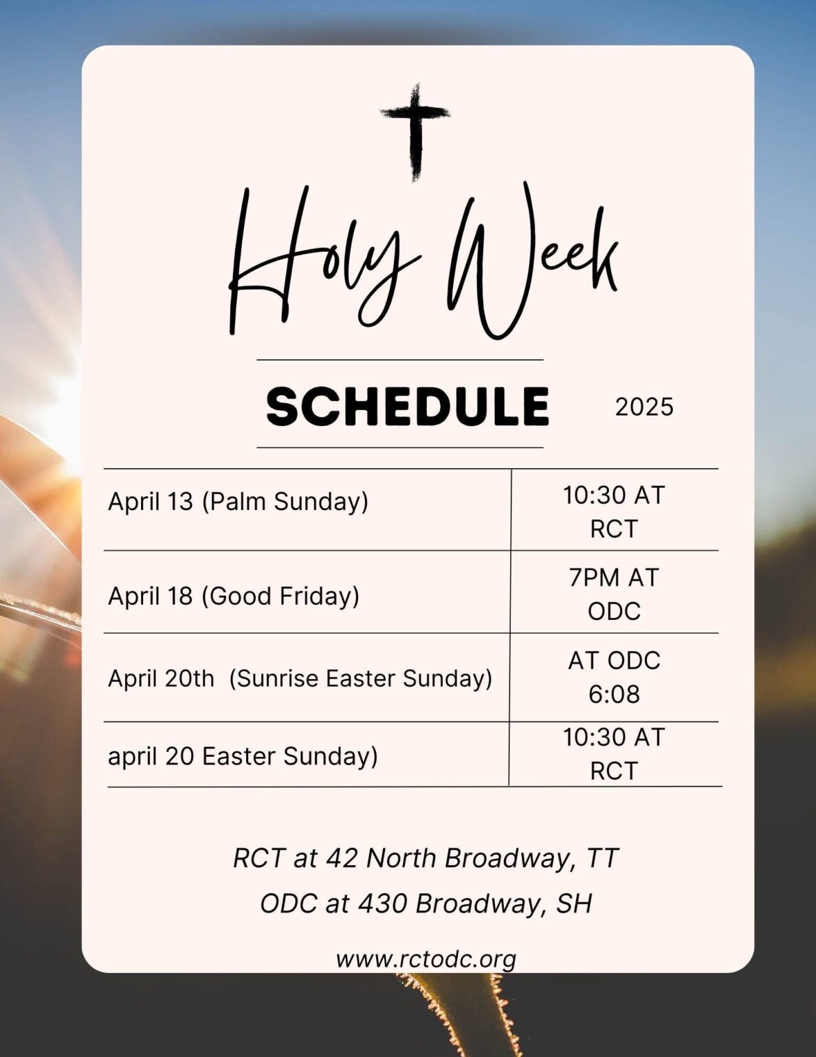 Holy Week 2025 - Reformed Church of the Tarrytowns